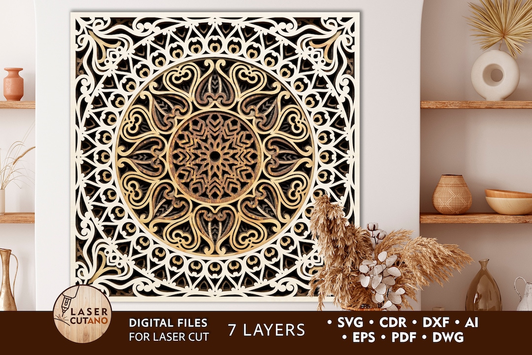 Multilayered Laser Cut File MANDALA Glowforge and Layered Cutting File ...