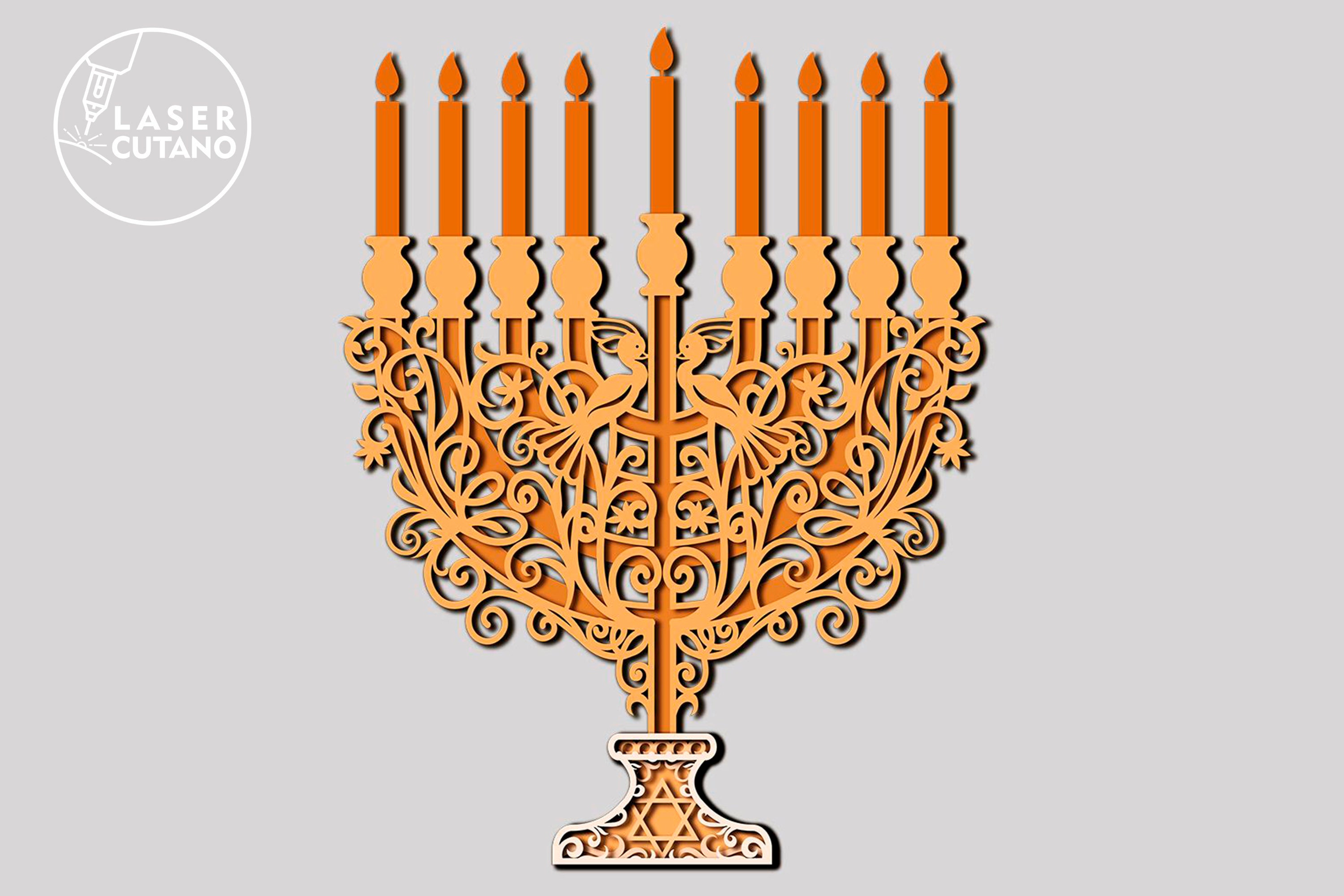 MENORAH Laser Cut File Hanukkah Svg 3D and Menorah Candles Laser ...