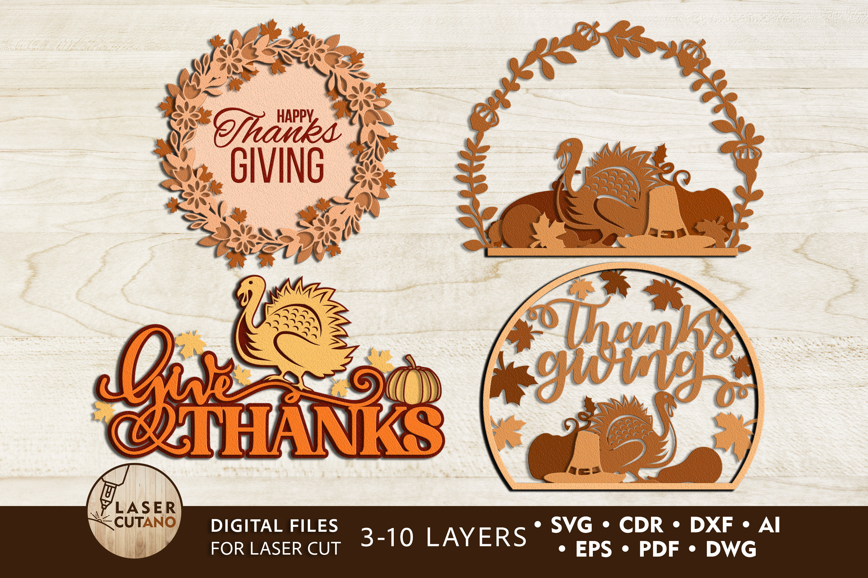 THANKSGIVING Svg Designs Bundle Thanksgiving Laser Cut Files | Etsy