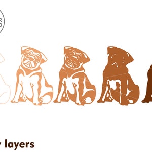 PUG DOG Laser Cut Files Svg Dog File and Dog Dxf Wood, Layered Dog Svg ...