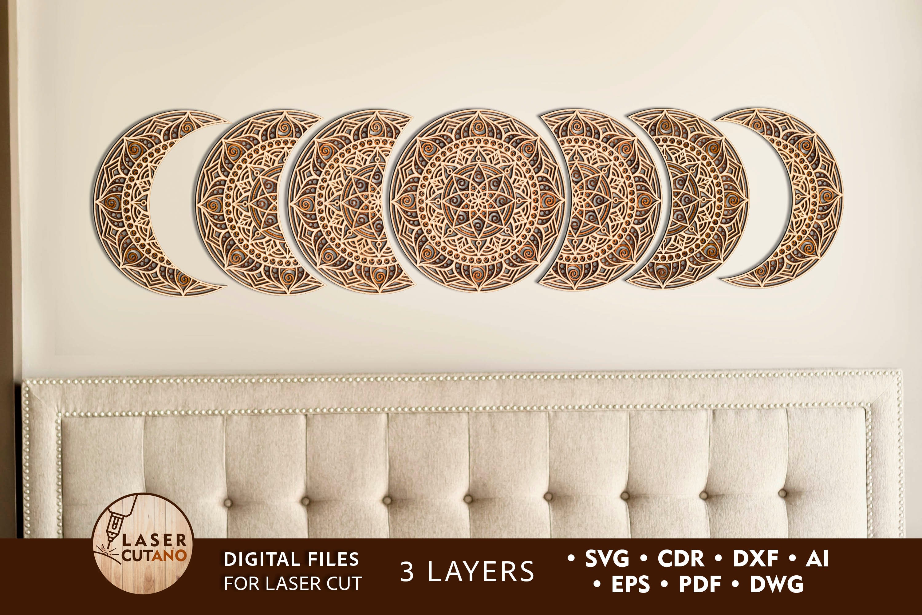 MOON PHASES Laser Cut Files for Xtool and Layered Mandala Laser ...