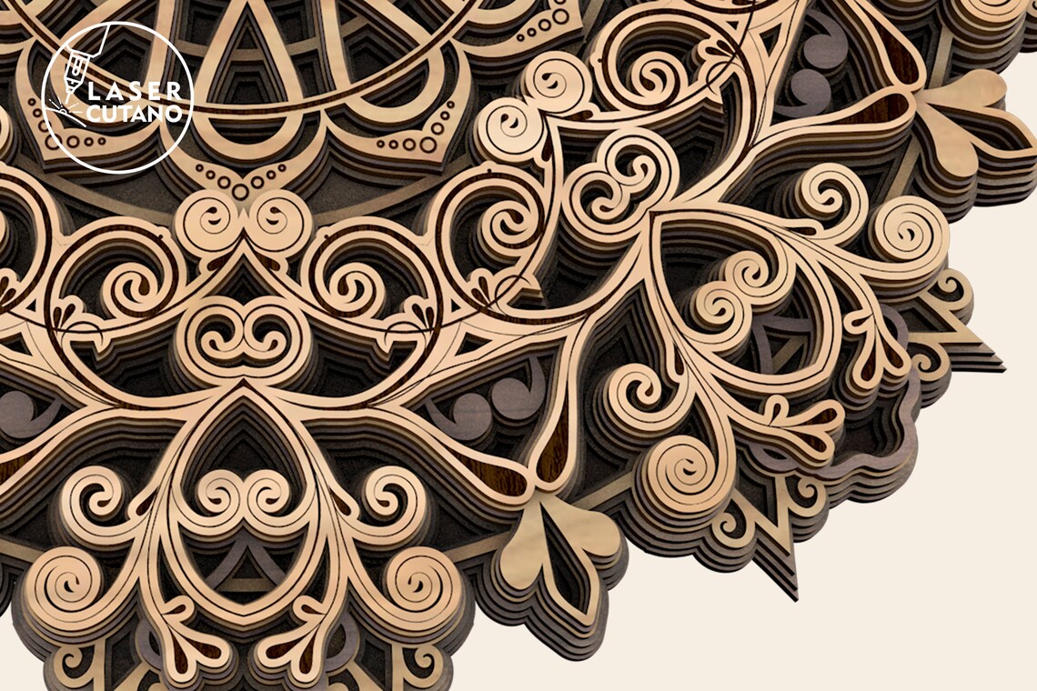 MANDALA With Engraving Laser Cut File SVG and Multi-layer - Etsy