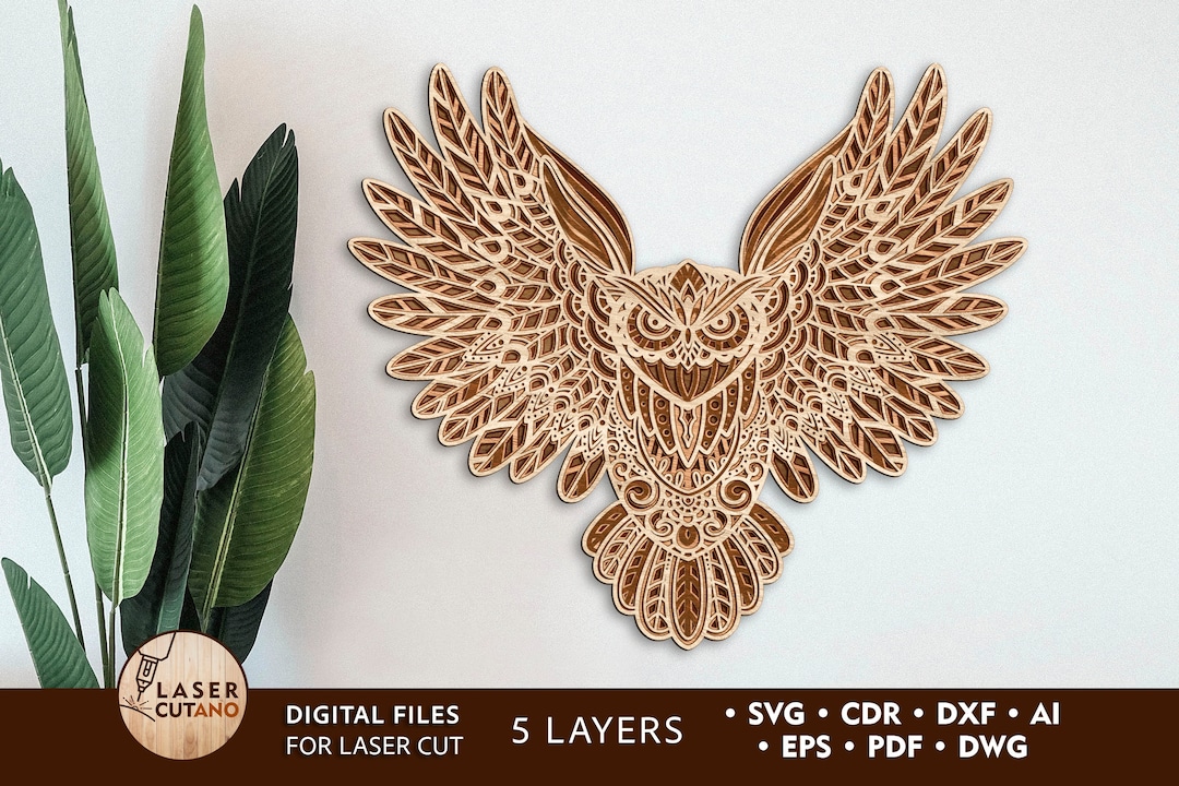 OWL Laser Cut File Multilayer 3d Owl Svg and Laser Cut Panels, 3d Laser ...