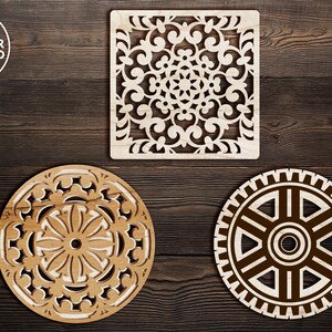 COASTERS Laser Cut File Engraved Svg Dxf Vector Plans, Cnc Pattern ...