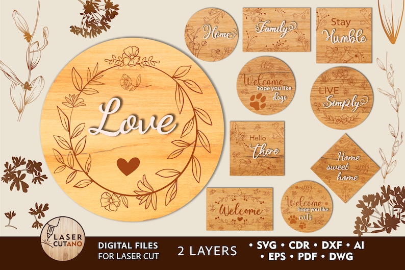 Laser Cut Sign SVG BUNDLE Laser Cut File Wood Glowforge SVG | Etsy
