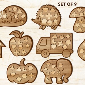 Montessori Kids Puzzle Laser Cut File Shape Sorter and Laser Cut Puzzle ...