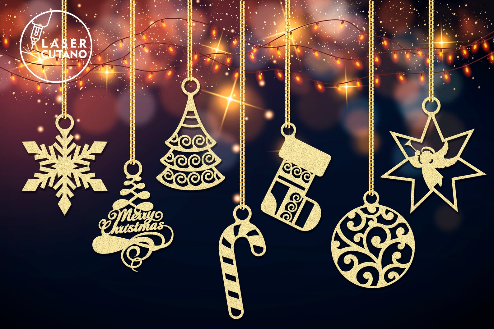 CHRISTMAS Decorations Svg Laser Cut Files SET Laser Cut Ornaments and ...