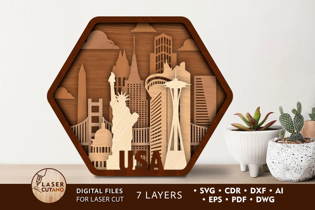 USA Laser File Svg Laser Cut Files Box America Laser Files and Layered ...