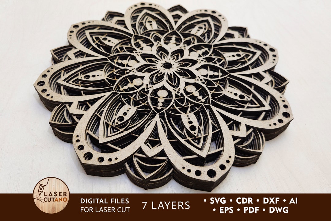 Multilayer Mandala DXF File - MANDALA 1 - Mandala Svg and Mandala Laser ...
