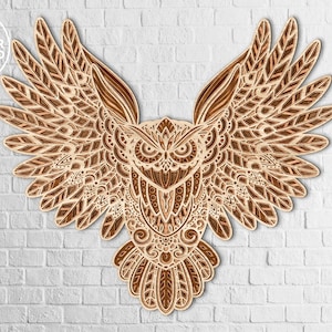 OWL Laser Cut File Multilayer 3d Owl Svg and Laser Cut Panels, 3d Laser ...