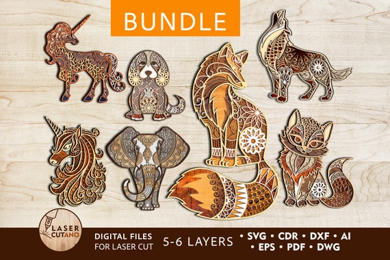 ANIMALS Laser Cut File Multilayer Vector File Cricut 3d and - Etsy