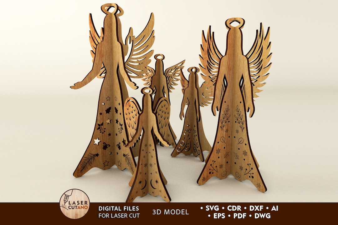Angels Christmas Laser Cut Files, Christmas Decor Laser Files Svg ...