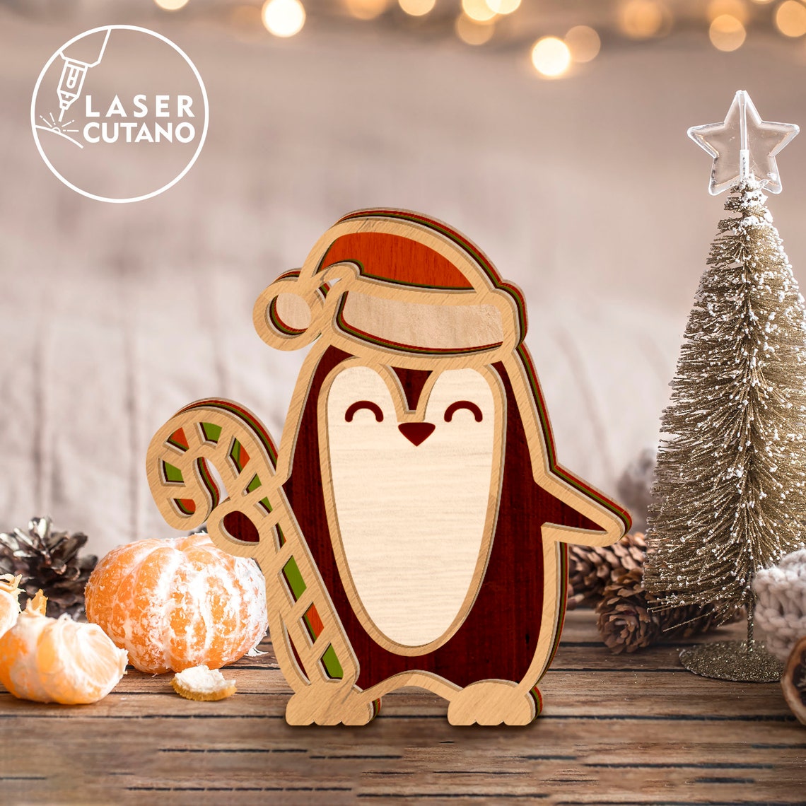 Standing Penguins Christmas Laser Cut Files Svg Wood & Christmas ...