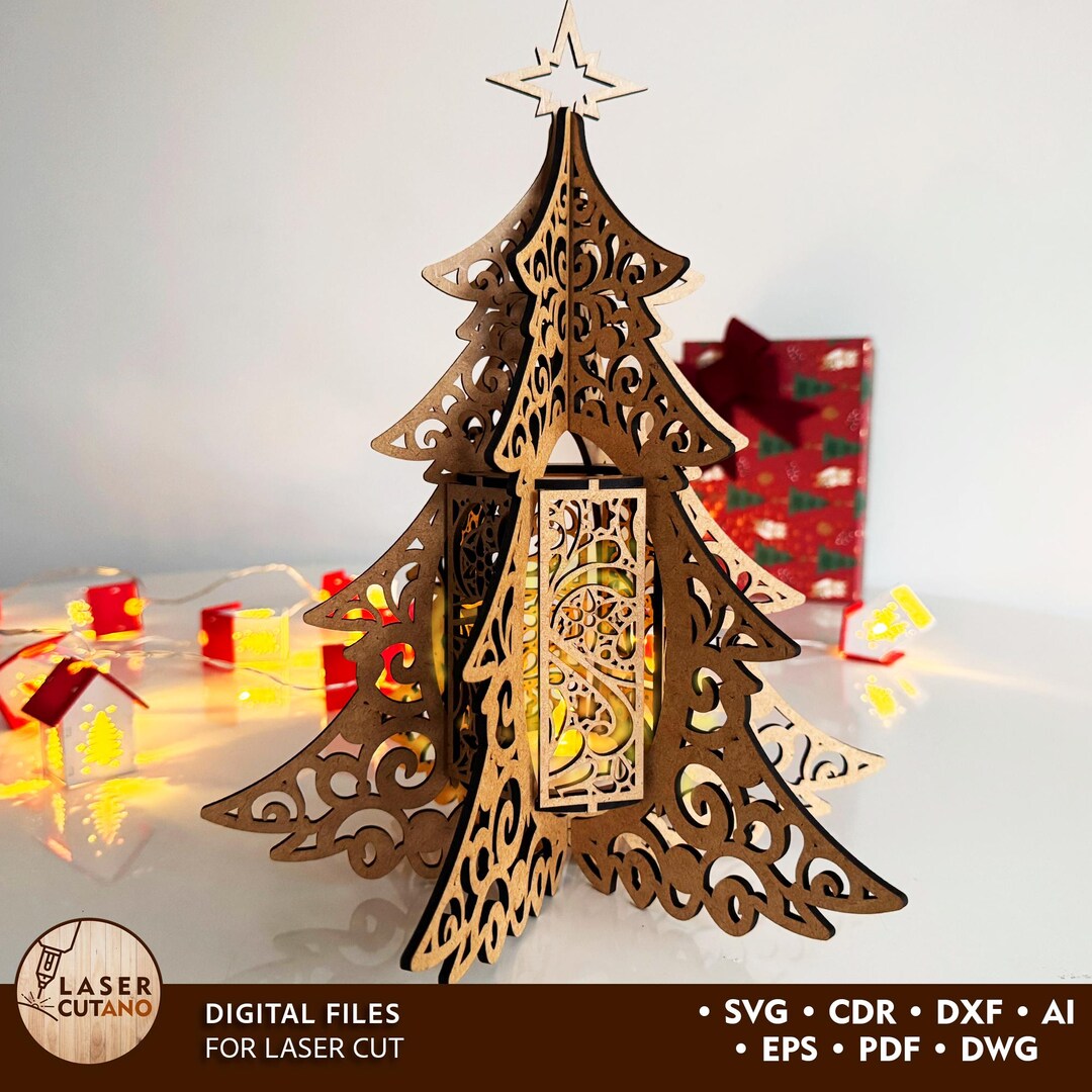 Lamp Christmas Tree Laser Cut File - Christmas Decor Laser Svg | #651 ...