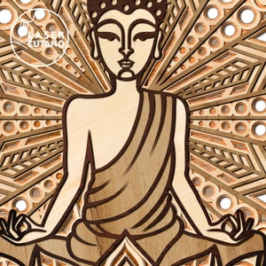 BUDDHA Laser Cut Mandala Layered Laser Cut File and Wooden Laser Cut ...