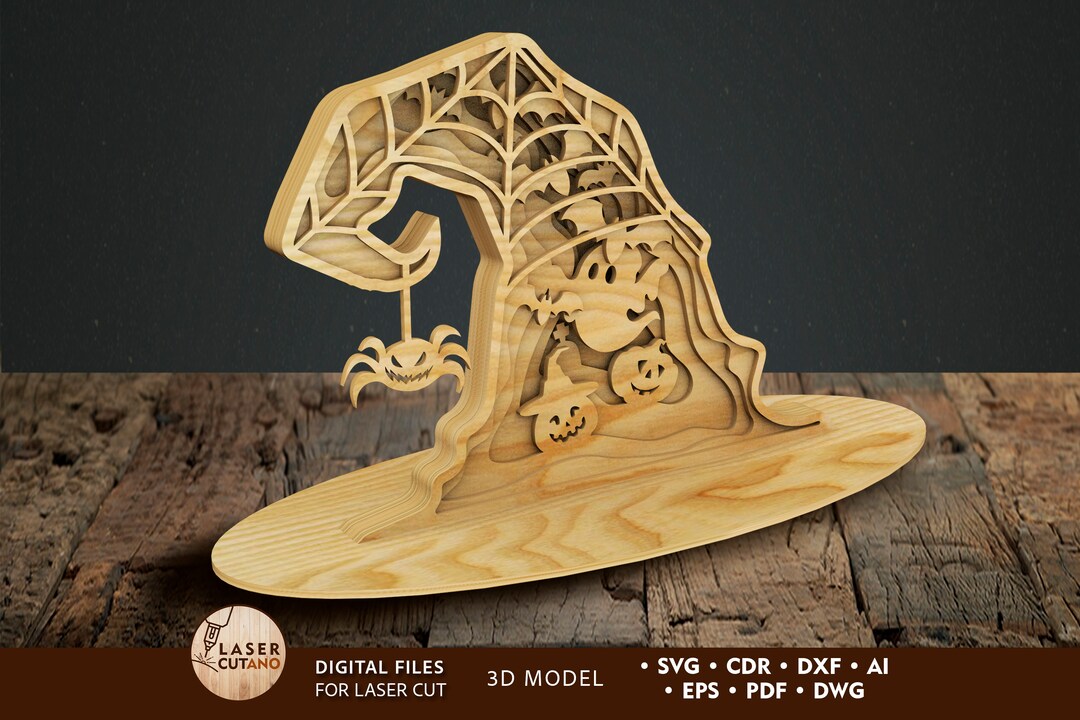 Laser Svg Halloween Laser Cut Files Hat Halloween Glowforge Svg Dxf ...
