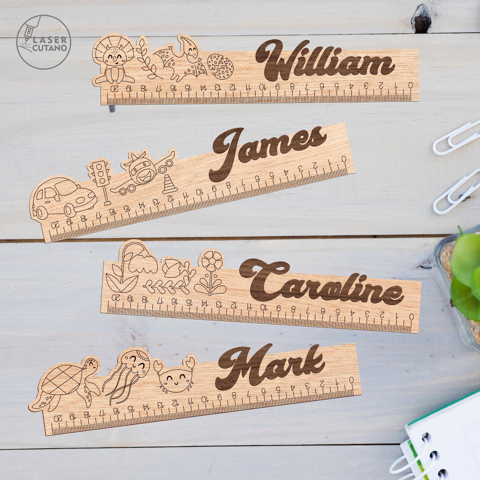 Custom Rulers Laser Files and Custom Ruler Laser Plans, Kids Ruler Dxf ...