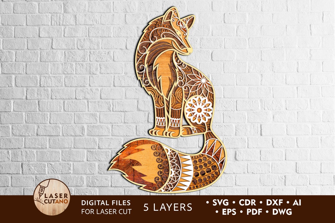 Laser Cut Files FOX Mandala Svg and Cricut Files, Multilayer Panel and ...