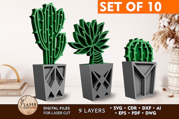 CACTUS Laser Cut File Svg Succulent Laser File and Laser Cut - Etsy