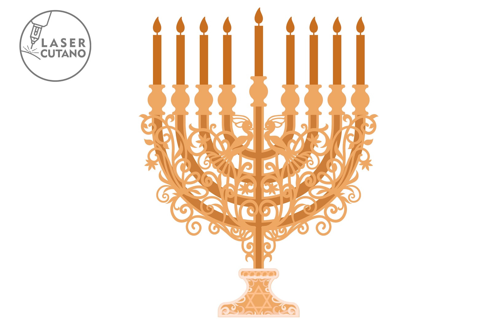 MENORAH Laser Cut File Hanukkah Svg 3D and Menorah Candles Laser ...