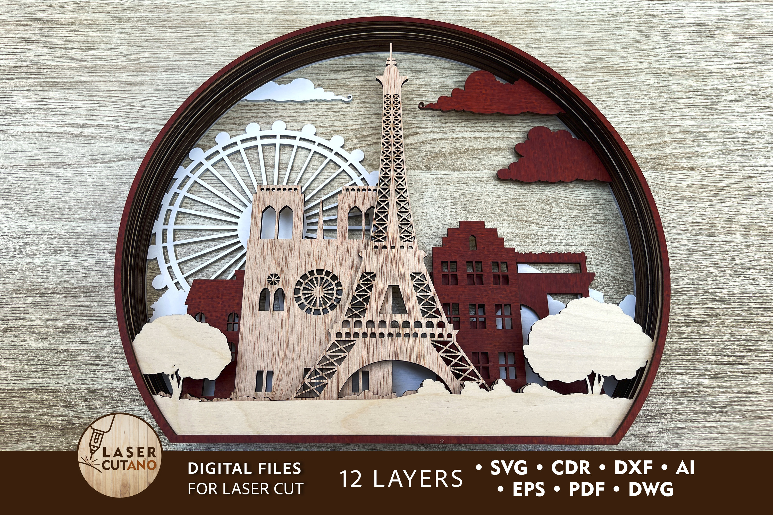 PARIS 3d Laser Cut File Laser Engraved SVG Files, Laser Cut Wood Laser ...