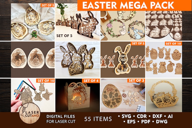 EASTER Laser Cut Files Easter Svg Files Glowforge SVG - Etsy