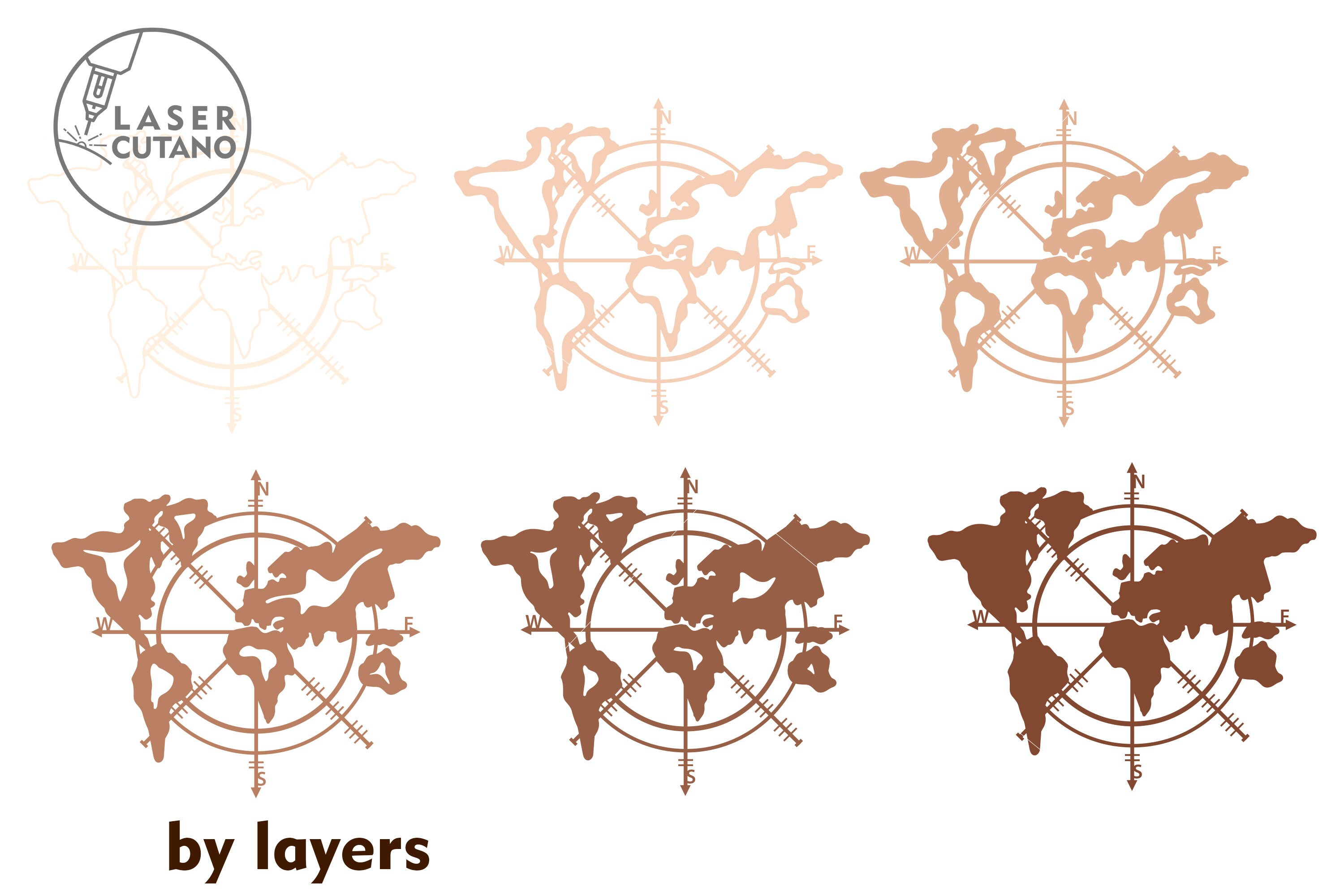 COMPASS MAP Laser Cut File Svg World Map CNC and Laser Cutter - Etsy Israel