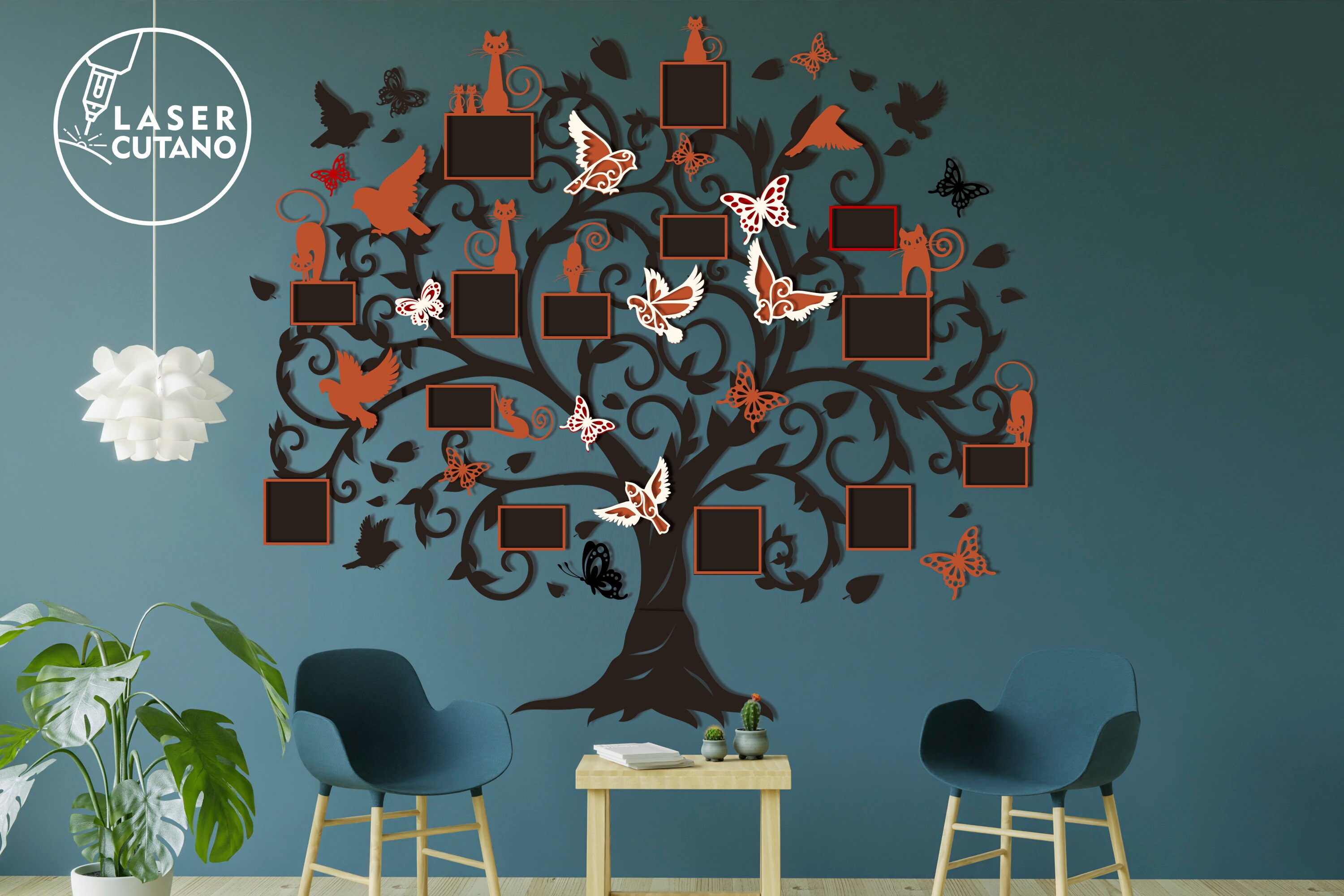 FAMILY TREE Laser Cut File Photo Frames svg dxf cdr Laser cut - Etsy México