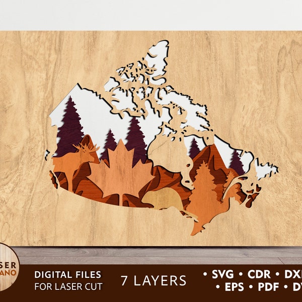 Canada Map Laser Svg - Etsy