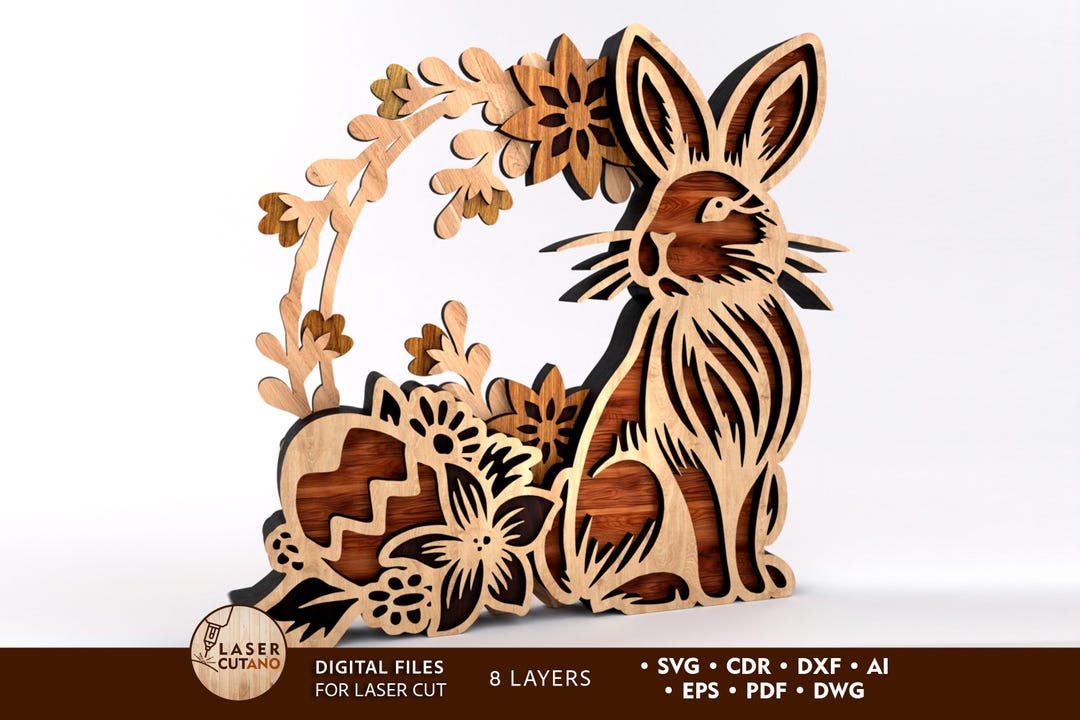 Wreath Easter Laser Cut File Svg for Glowforge, Svg Layered Laser ...