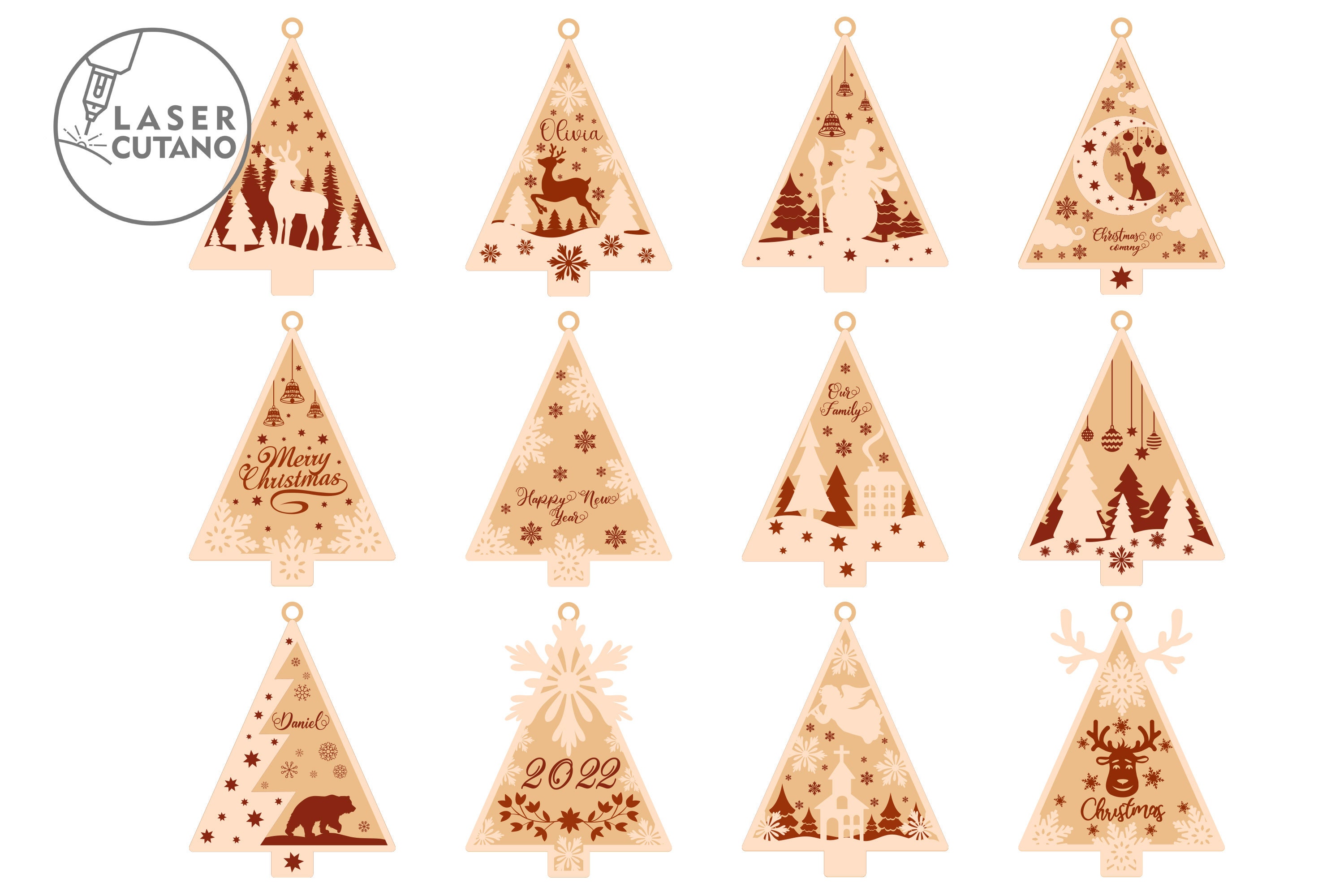CHRISTMAS TREES Bundle Svg Laser Cut Files and Christmas - Etsy