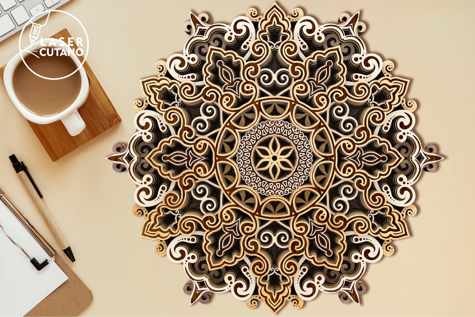 Laser Cut MANDALA Dxf File With Engraved and Wood Mandala Art Laser ...