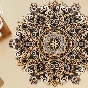 Laser Cut MANDALA Dxf File With Engraved and Wood Mandala Art Laser ...