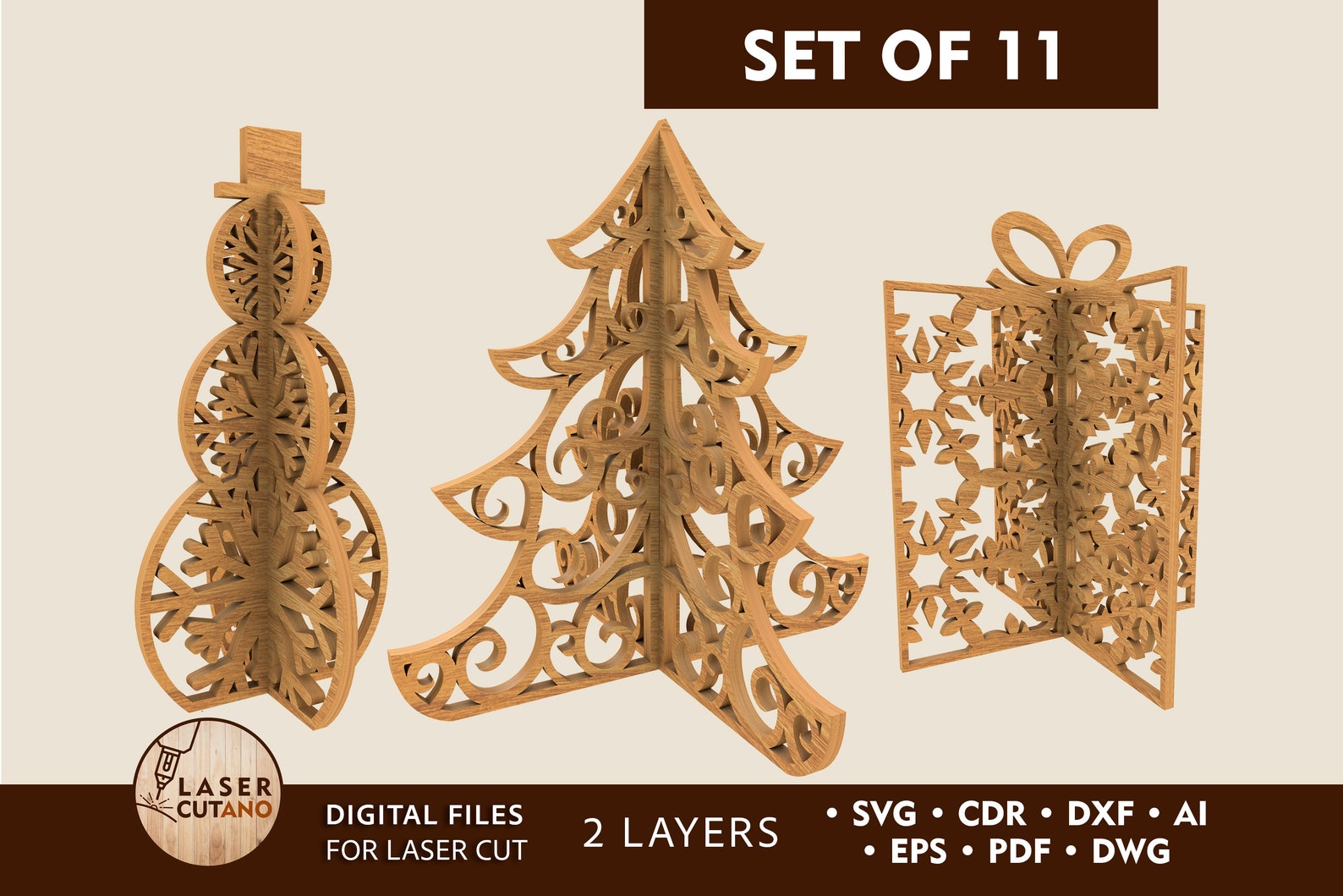 Laser Cut Files Bundle CHRISTMAS Svg Files, Laser Cut 3d Files and ...