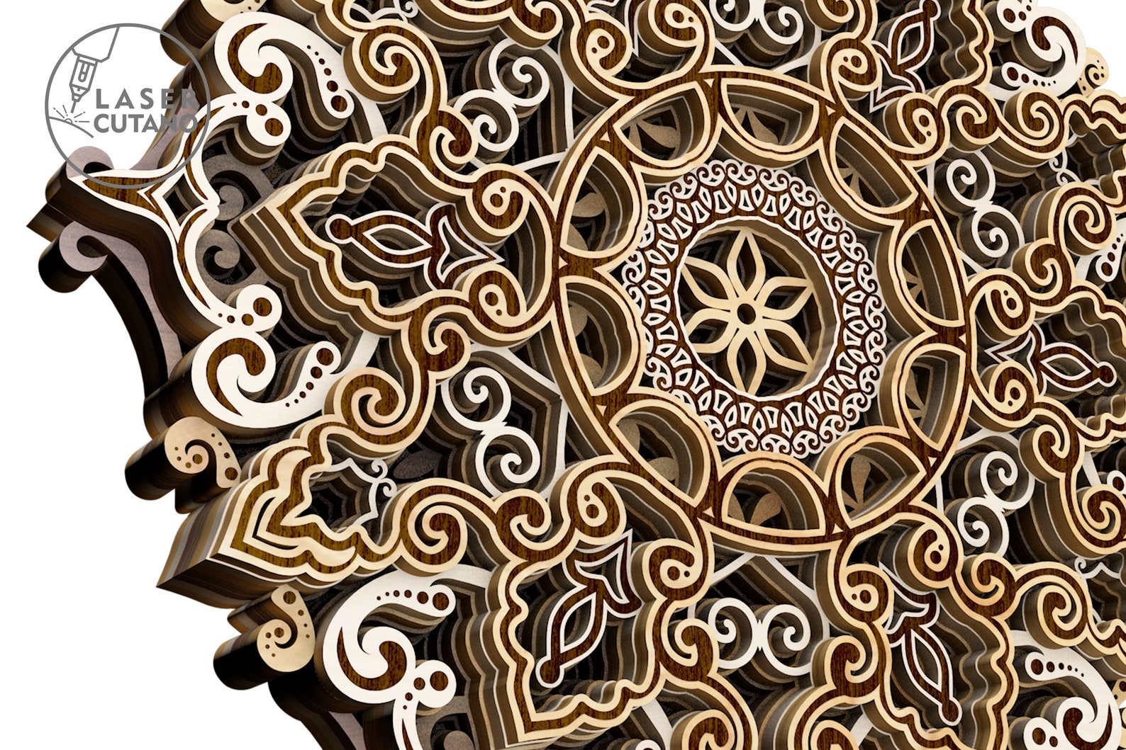 Laser Cut MANDALA Dxf File With Engraved and Wood Mandala Art - Etsy