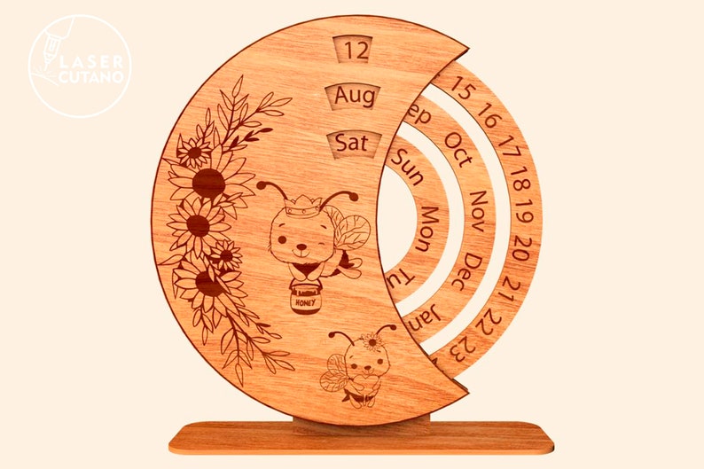 CALENDAR Laser Cut Files Perpetual Calendar Vector Cnc Cut - Etsy