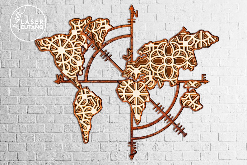COMPASS MAP Laser Cutting Design Svg Cutting Files Layered - Etsy