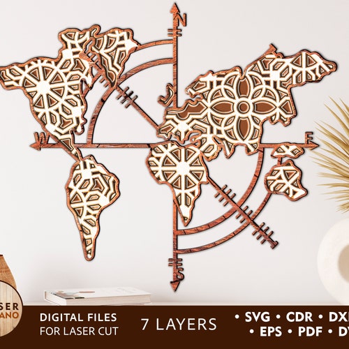 COMPASS MAP Laser Cutting Design Svg Cutting Files Layered - Etsy