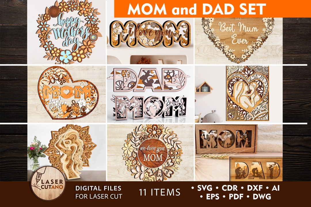 Laser Cut Files Mothers Day and Laser Cut Father's Day Files, Mom Dad ...