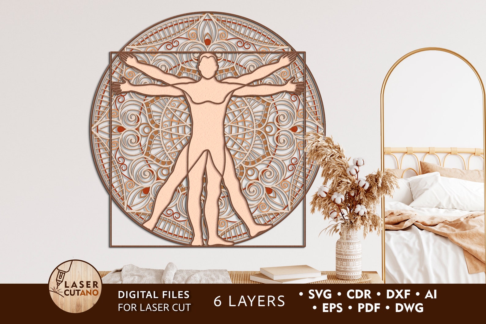 VITRUVIAN MAN Laser Cut File SVG Glowforge File and Layered | Etsy
