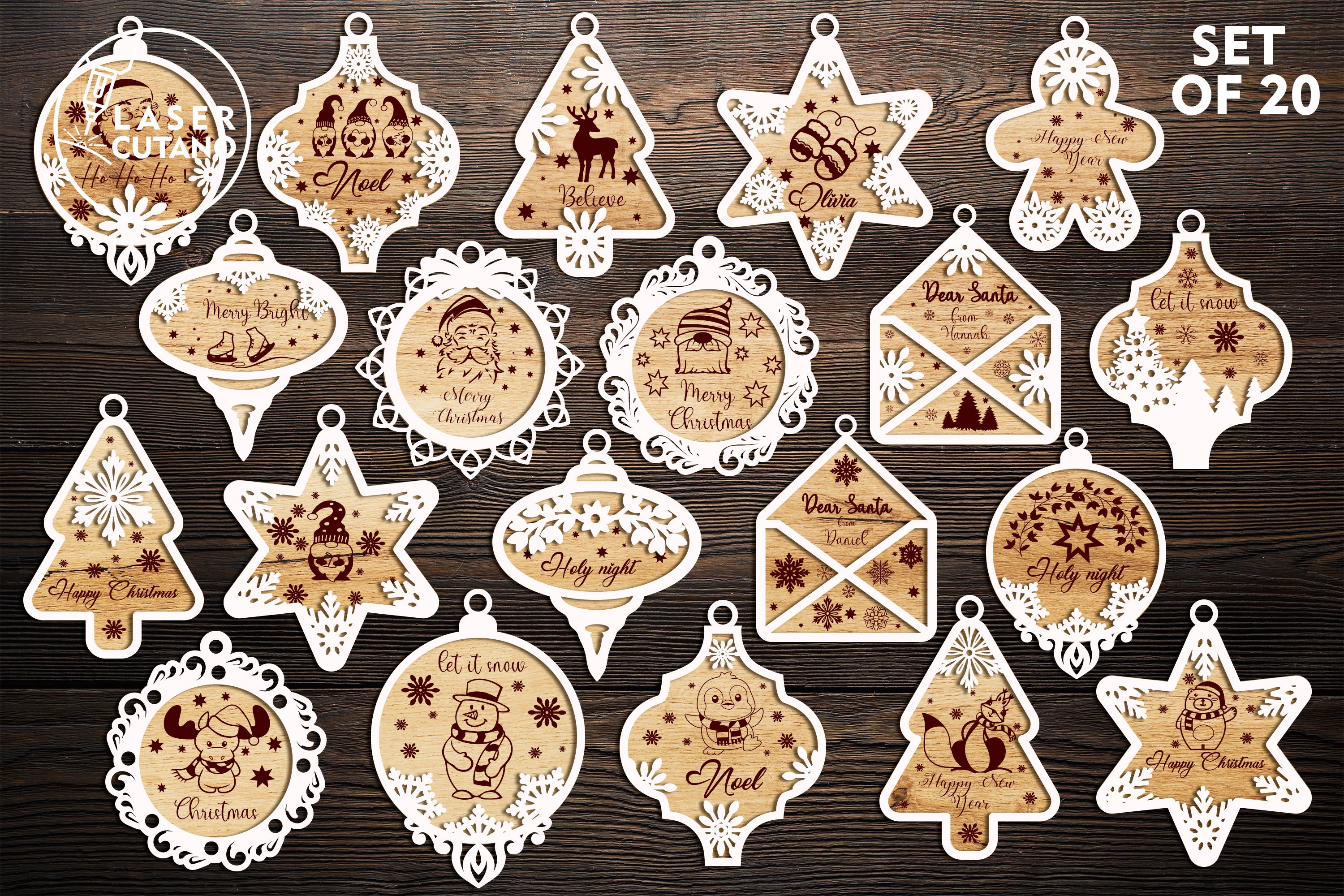 CHRISTMAS ORNAMENTS Laser Files Cut Svg Dxf and Laser Christmas Gifts ...