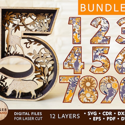 NUMBERS Laser Cut Files 3d DIGITS Svg Files for Cricut Laser | Etsy