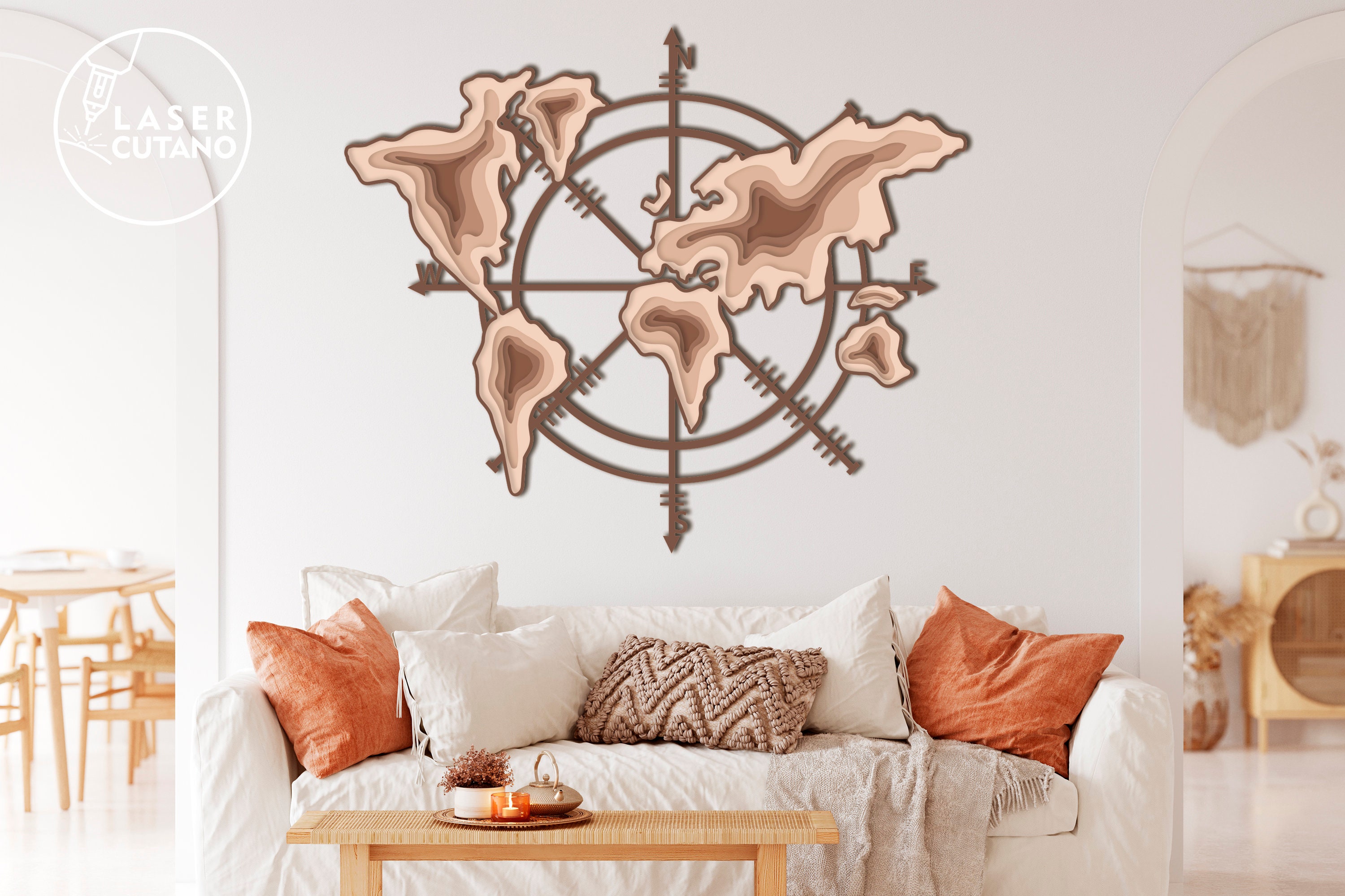 COMPASS MAP Laser Cut File Svg World Map CNC and Laser Cutter - Etsy UK