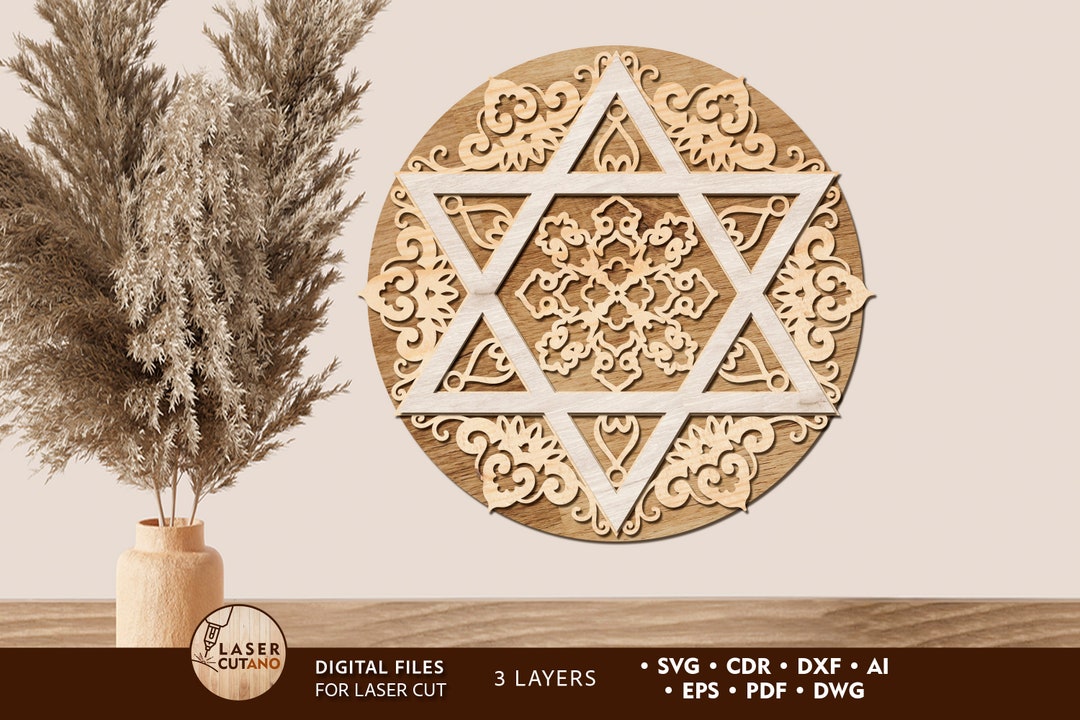 Star of David SVG Files Vector Files and Star of David Laser File ...