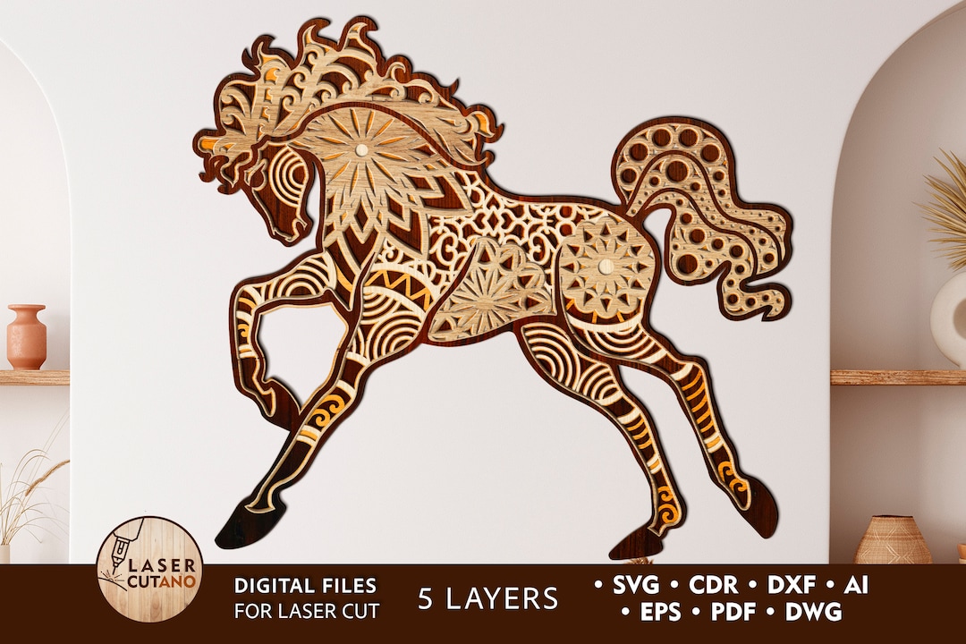 HORSE Laser Cut File 3d Layered Svg File, Cnc Router Files and Horse ...