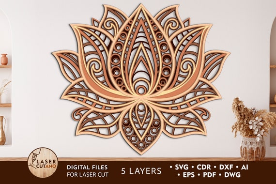 LOTUS Cnc Files Laser Cut File Svg Layered and Glowforge File | Etsy