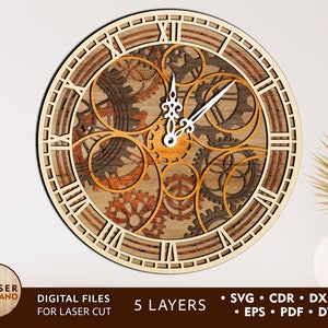 Clock Laser Cut File Laser Cutting Watch & Glowforge Layer, Multi Layer ...