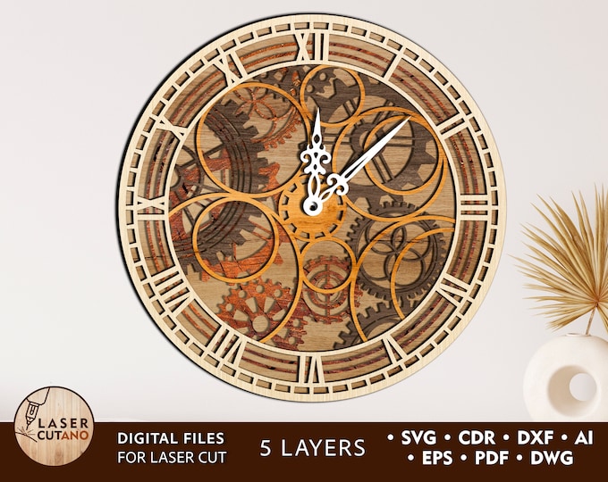 Clock Laser Cut File Laser Cutting Watch & Glowforge Layer - Etsy