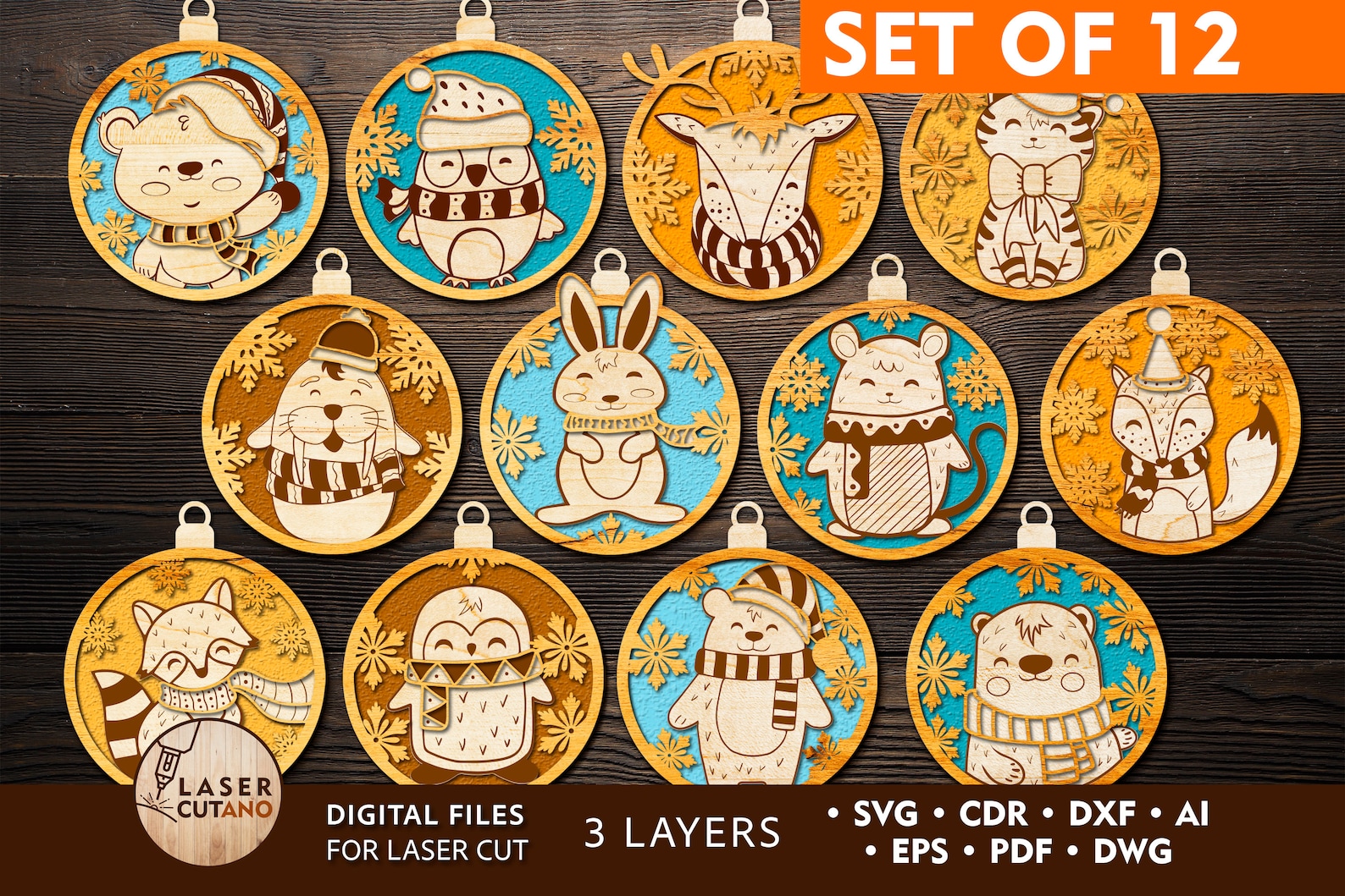 Laser Cut Files CHRISTMAS ORNAMENTS Svg Dxf and Cnc File, Laser ...