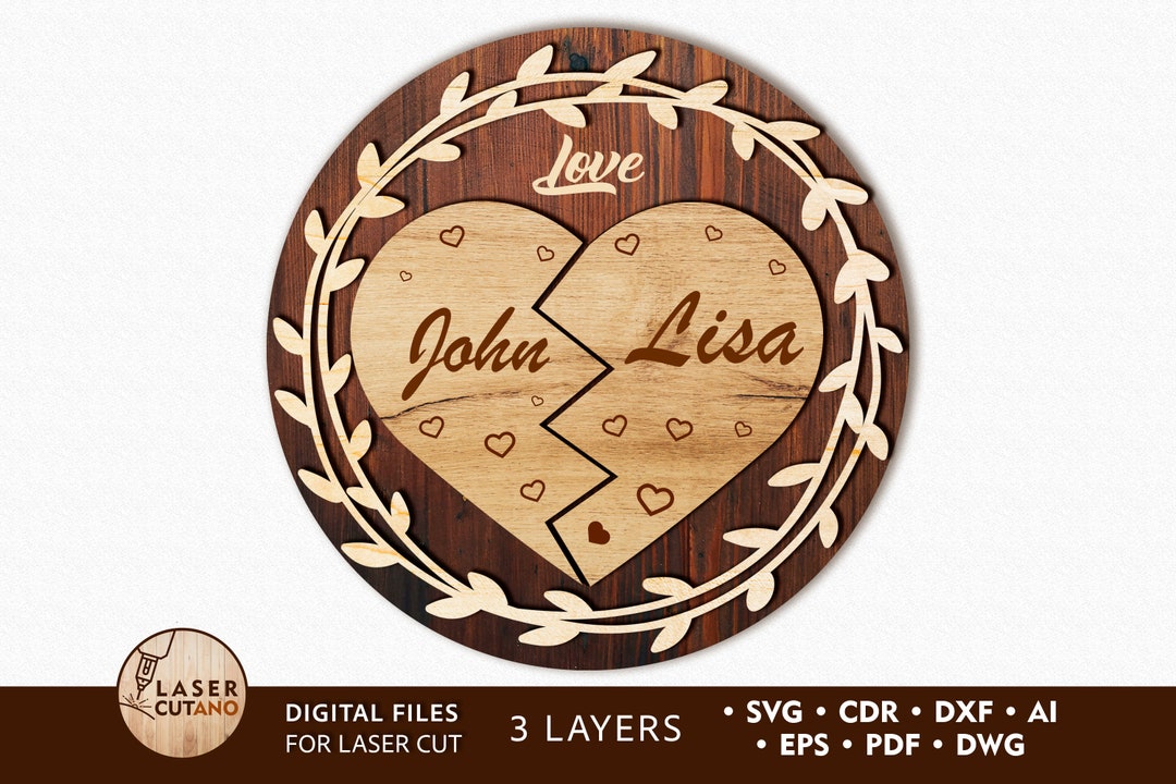 Heart Laser Cut File Love Svg Laser Gift Wall Art and Laser Cut Sign ...